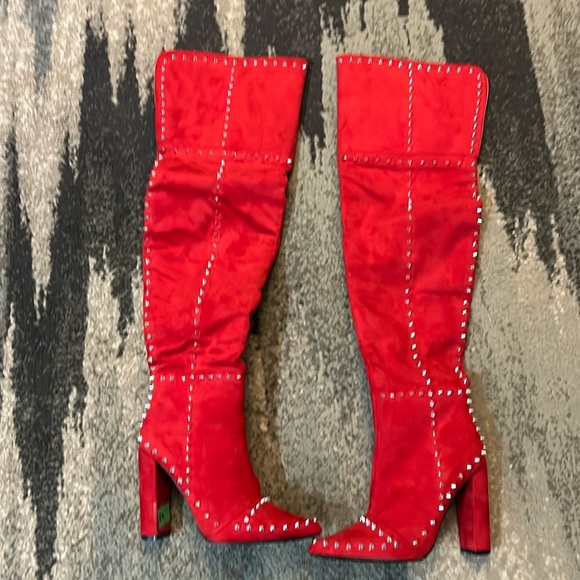 Pazzle | Shoes | Pazzle Stephy Thigh High Boots In Red | Poshmark